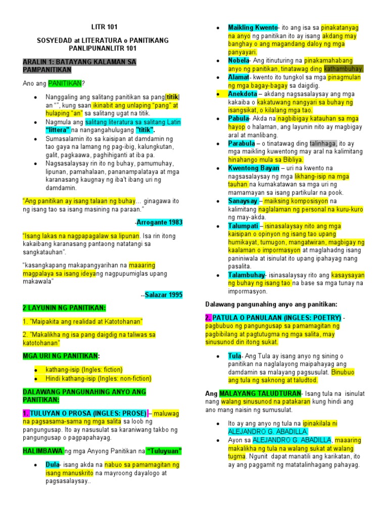 Litr 101 Reviewer | PDF