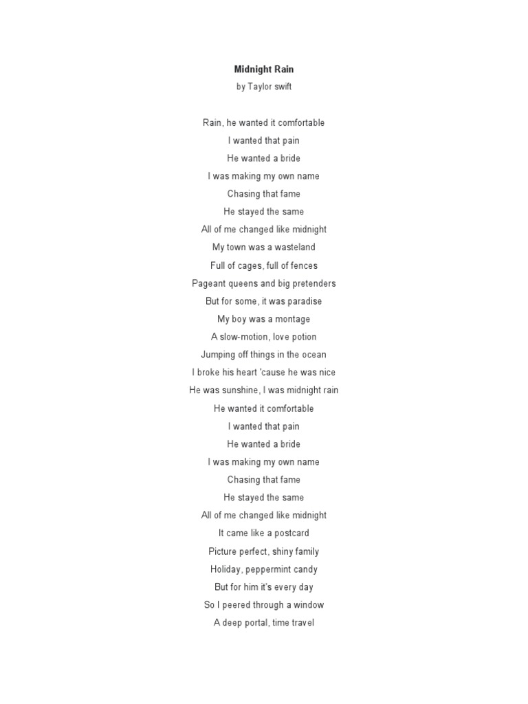 Midnight Rain by Taylor Swift | PDF