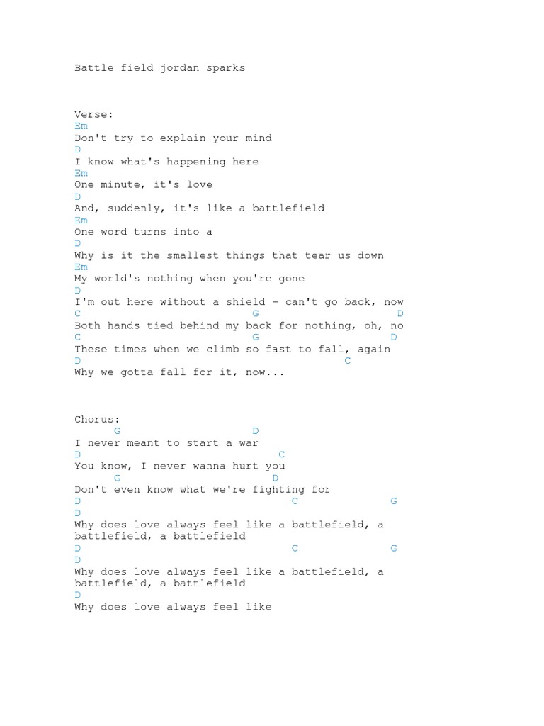 Battlefield by Jordin Sparks Chords | PDF