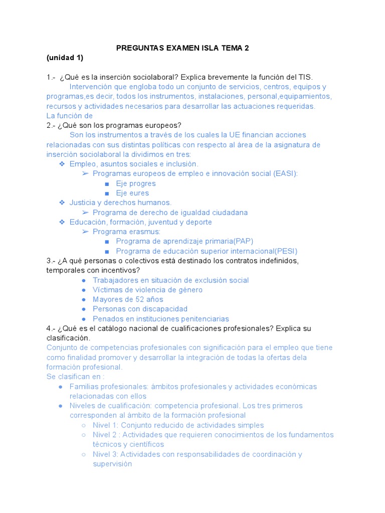 Preguntas Examen ISLA Tema 2 | PDF | Planificación | Competencia ...