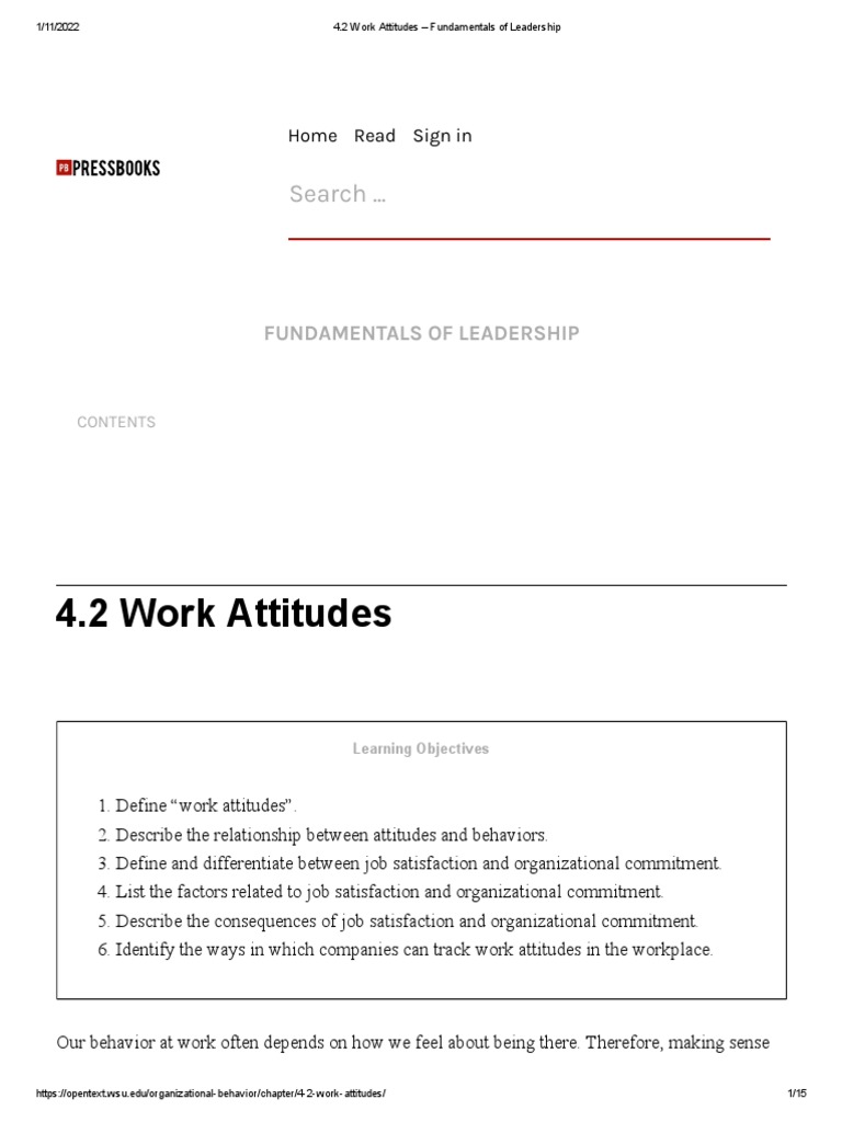 Work Attitudes | PDF | Job Satisfaction | Attitude (Psychology)