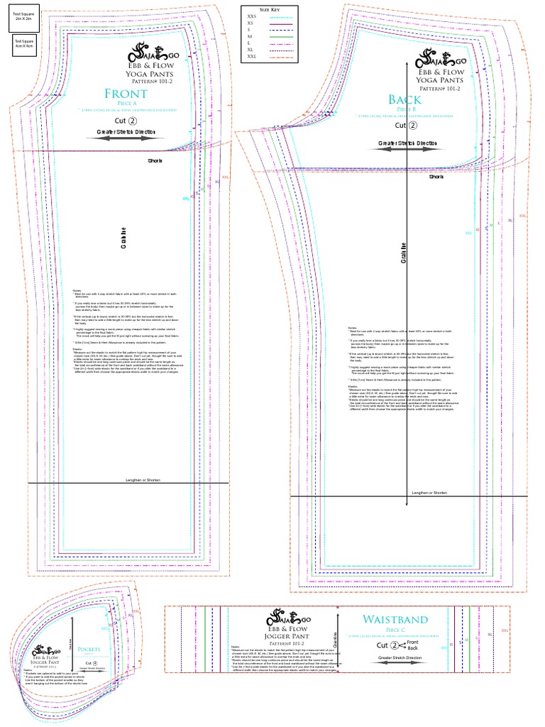 Ebb & Flow Yoga Pants Pattern Guide | PDF | Seam (Sewing) | Sewing