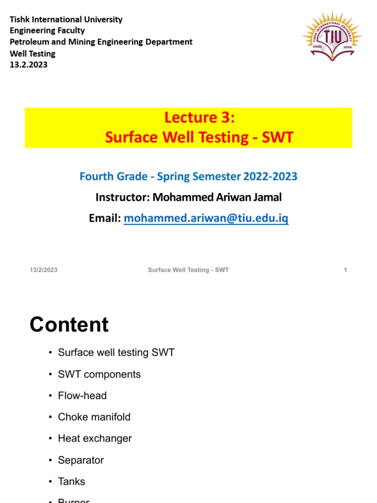 Surface Well Testing Equipment Overview | PDF | Heat Exchanger | Steam