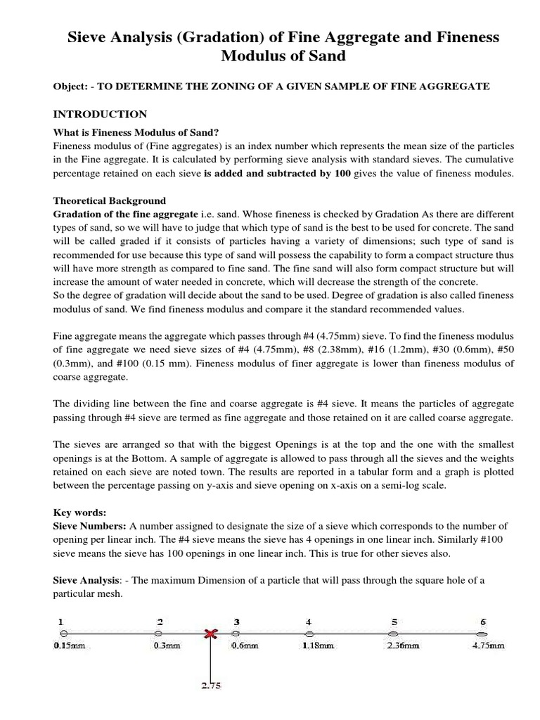 Sieve Analysis (Gradation) of Fine Aggregate and Fineness Modulus of ...
