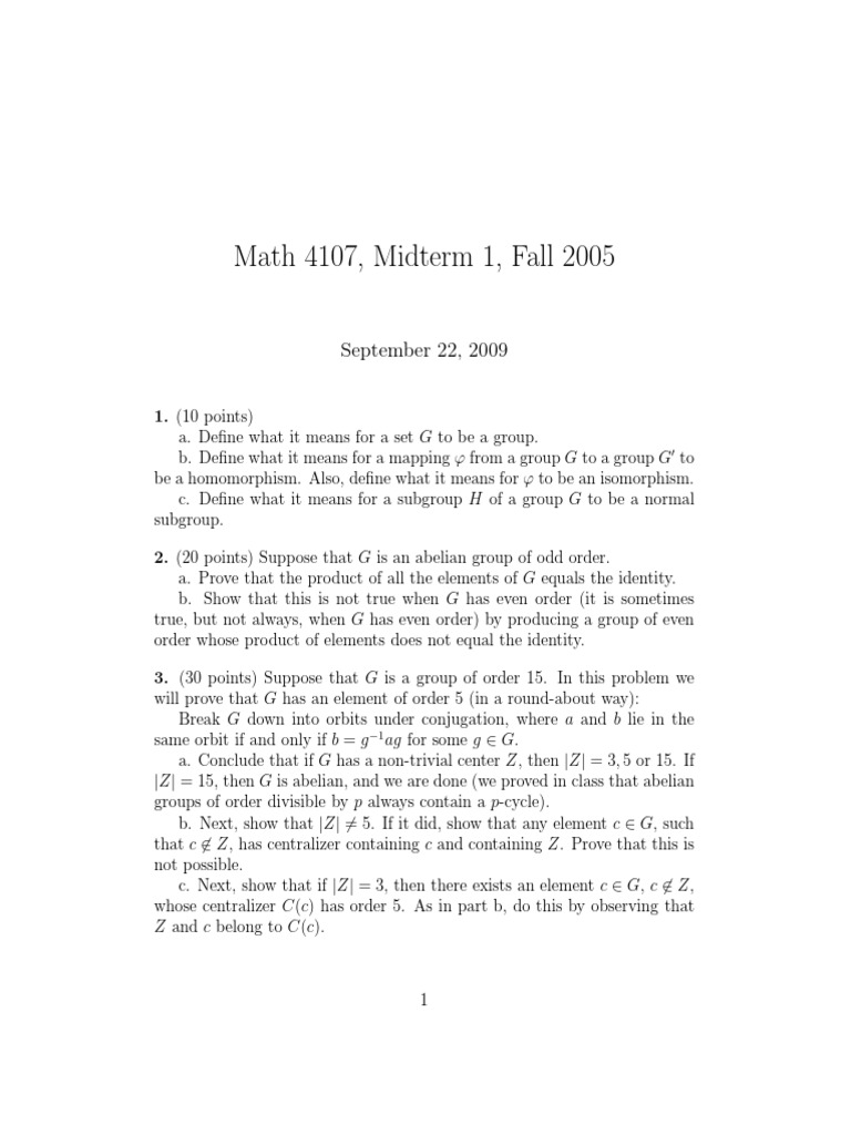 Midterm - Abstract Algebra | PDF
