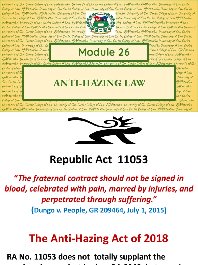 Module 26 - Anti-Hazing Law | PDF | Accomplice | Fraternities And ...