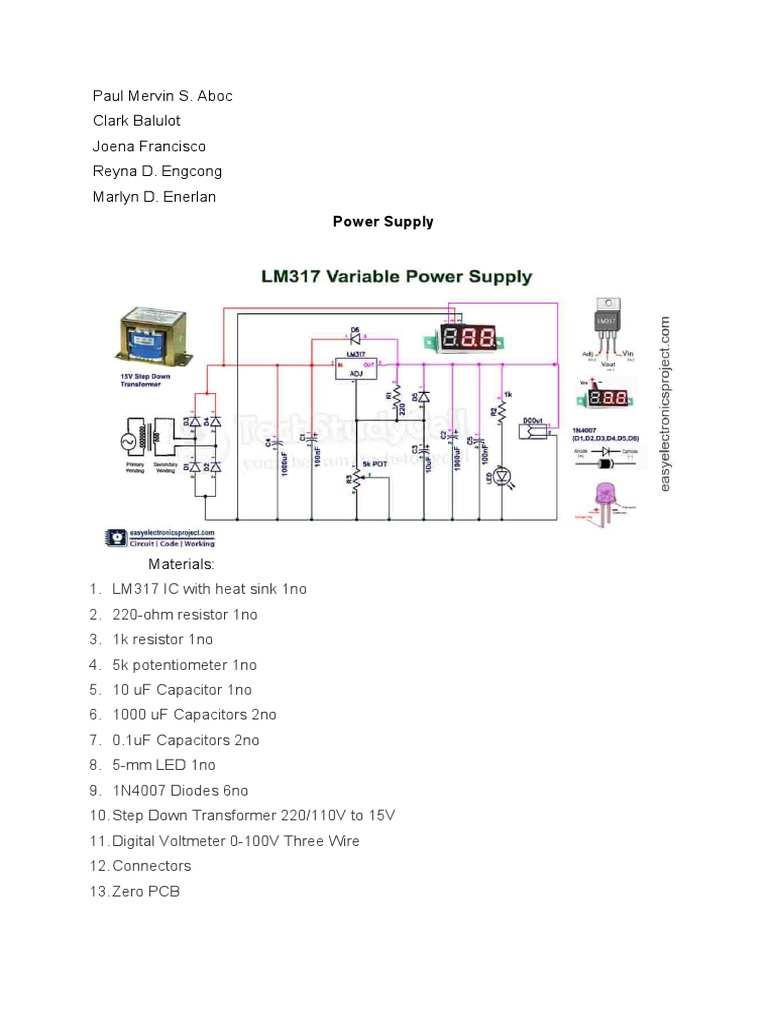 LM317 Power Supply Circuit Design | PDF | Technology & Engineering