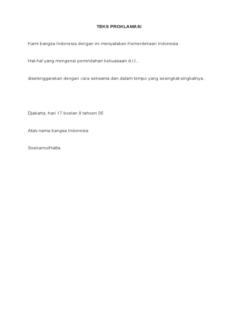 TEKS PROKLAMASI | PDF