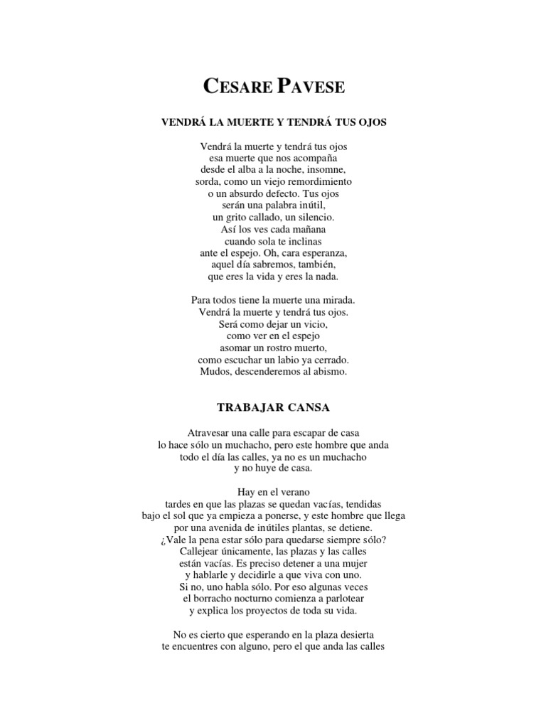 Cesare Pavese - Poemas | PDF | Sombra | Naturaleza