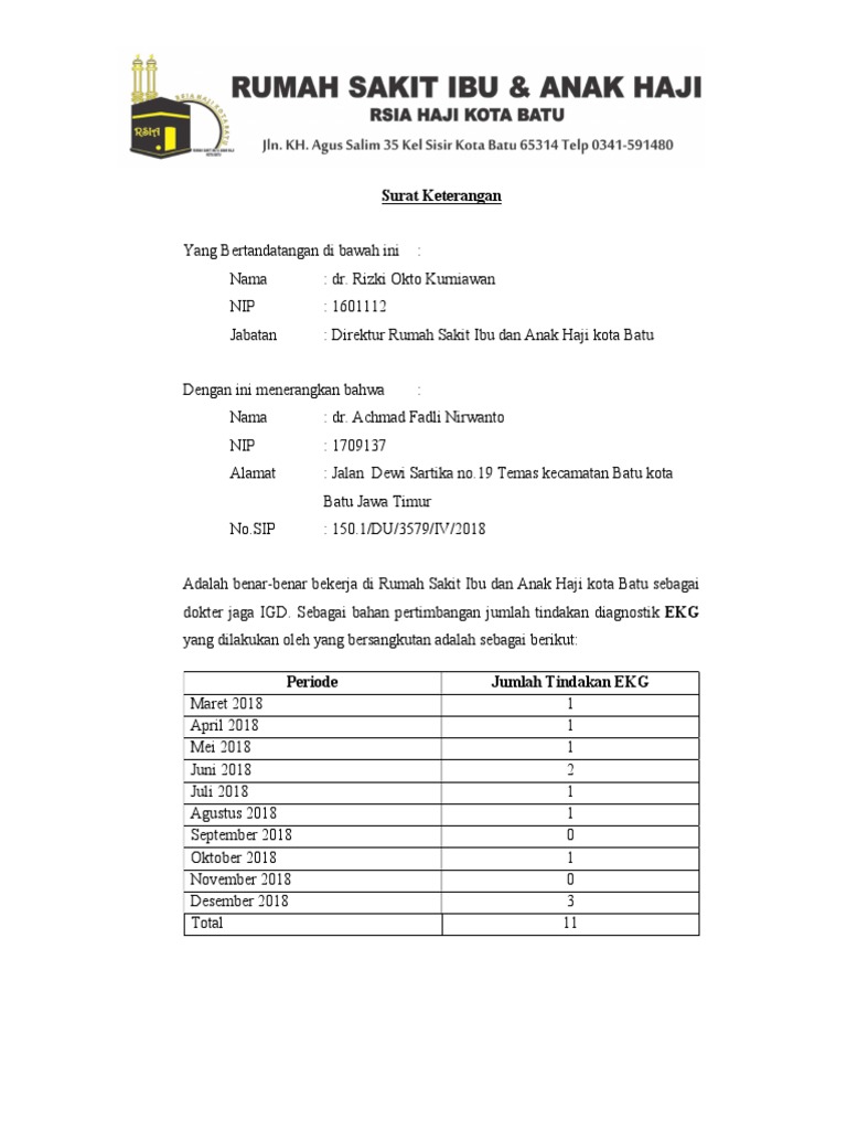 Surat Keterangan EKG 2018 | PDF