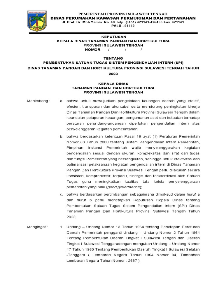 Contoh SK Spi Dinas TPH | PDF