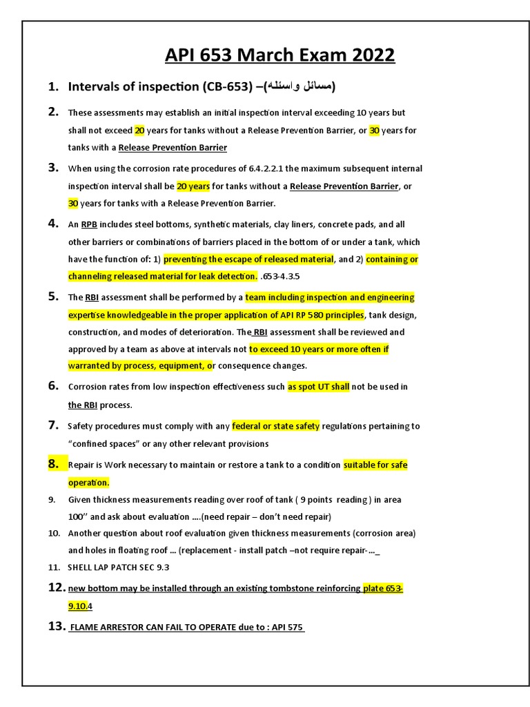 API 653 Mach Exam 2022 | PDF | Construction | Welding