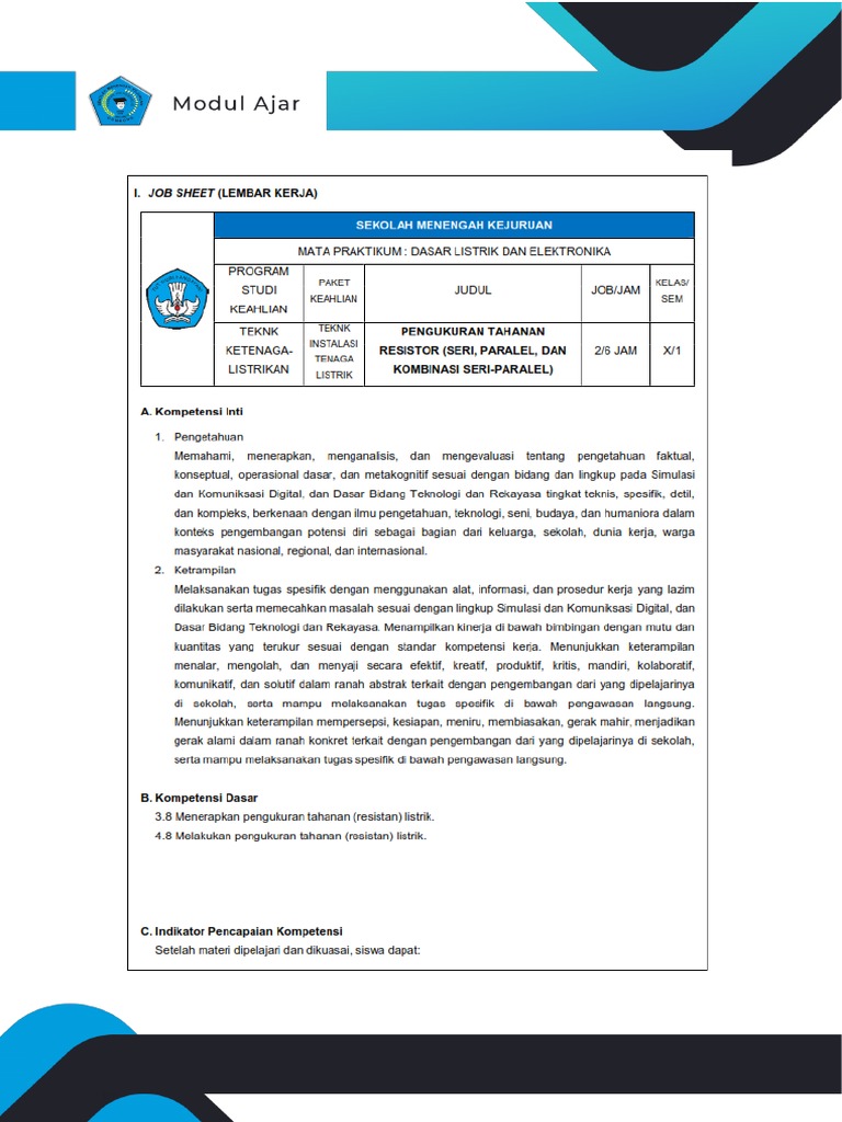 Jobsheet Hukum Kelistrikan DPK 2 | PDF