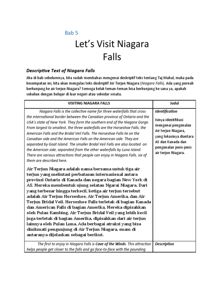 Bab 5. Let's Visit Niagara Falls | PDF