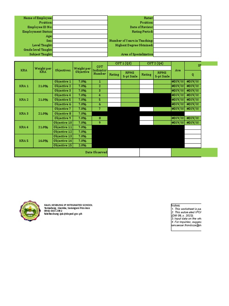 Ipcrf 2022 2023 T1 T3 | PDF | Educational Assessment | Learning