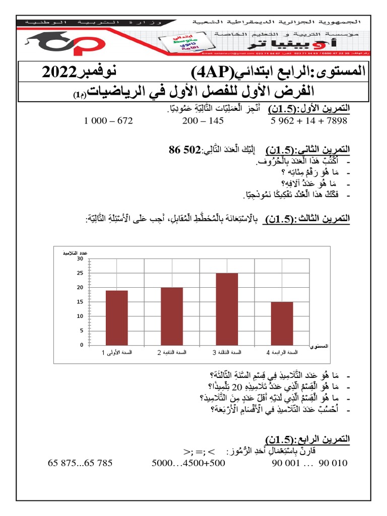 Dzexams 4ap Mathematiques 1110054 | PDF