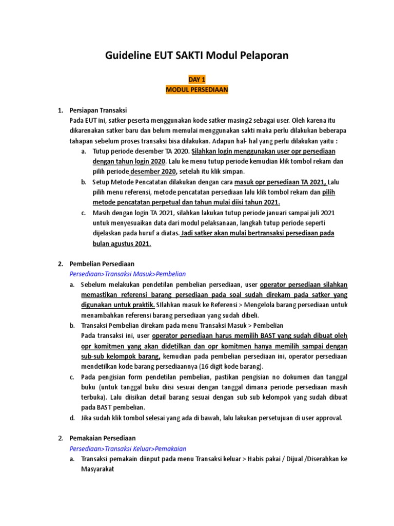 Panduan Modul Persediaan SAKTI | PDF