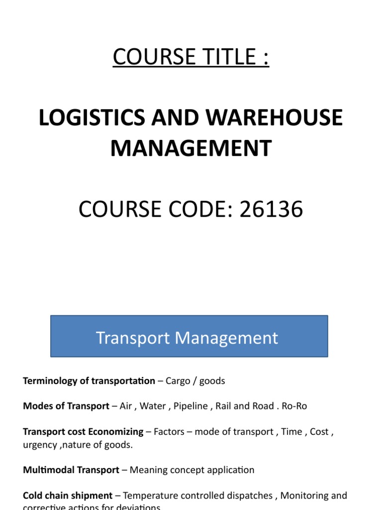 Paper 1 Unit 4 - Transport Management | Download Free PDF | Transport | Cargo