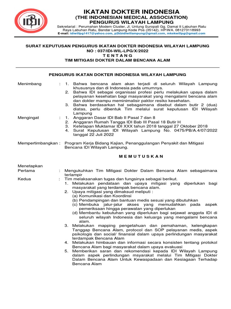 SK Tim Mitigasi Bencana | PDF