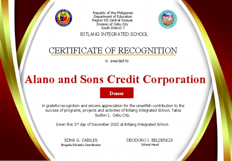 Brigada Eskwela Certificate | PDF