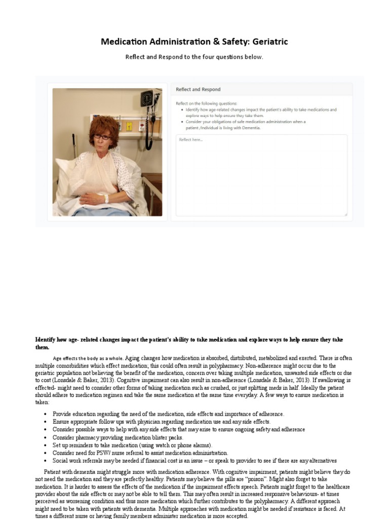 Geriatric Medication Safety Guide | PDF | Geriatrics | Dementia