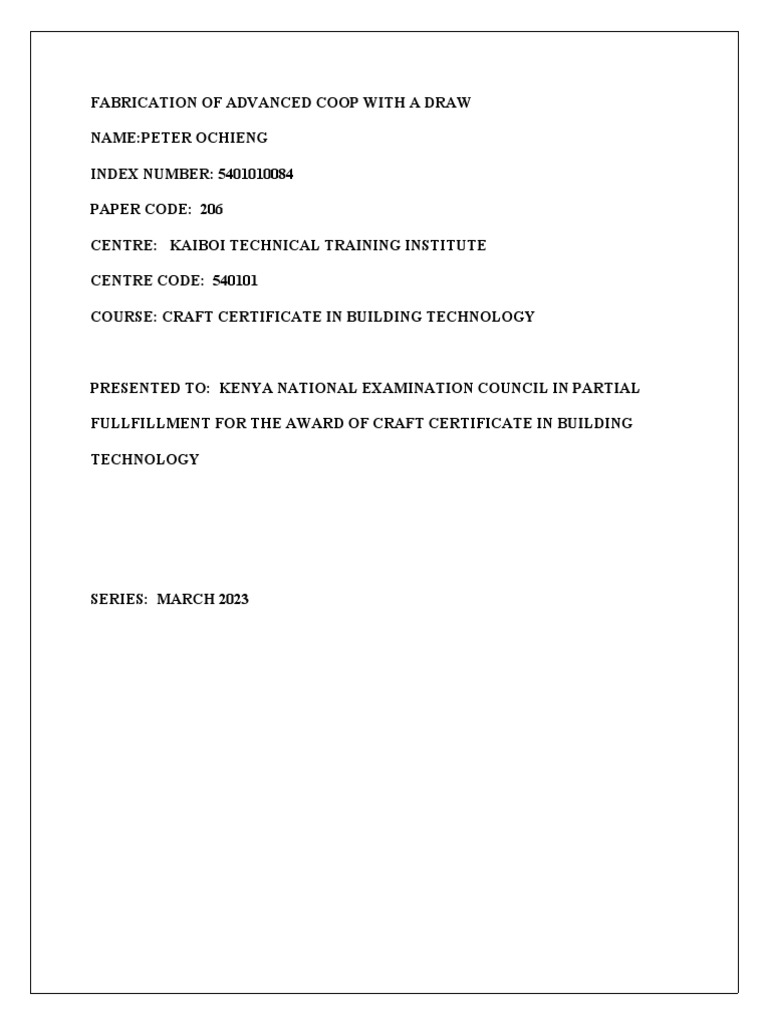 Peter Ochieng Trade PROJECT | PDF | Poultry Farming | Chicken