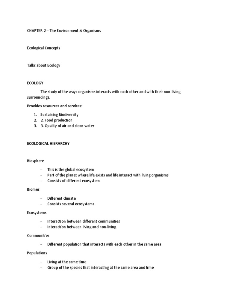 CHAPTER 2 The Environment Organisms | PDF | Ecosystem | Ecology