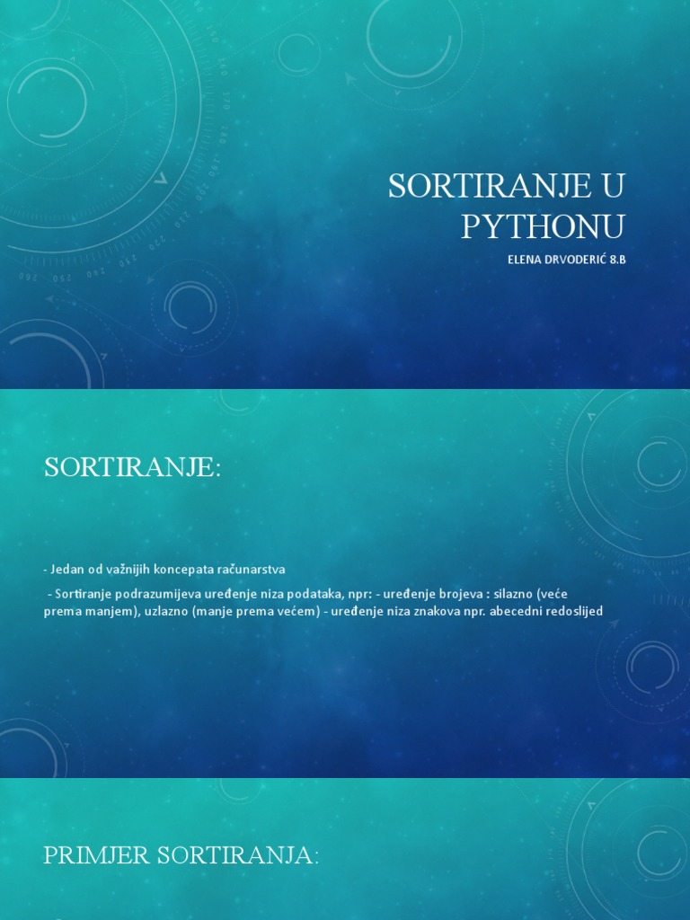 Sortiranje U Pythonu | PDF