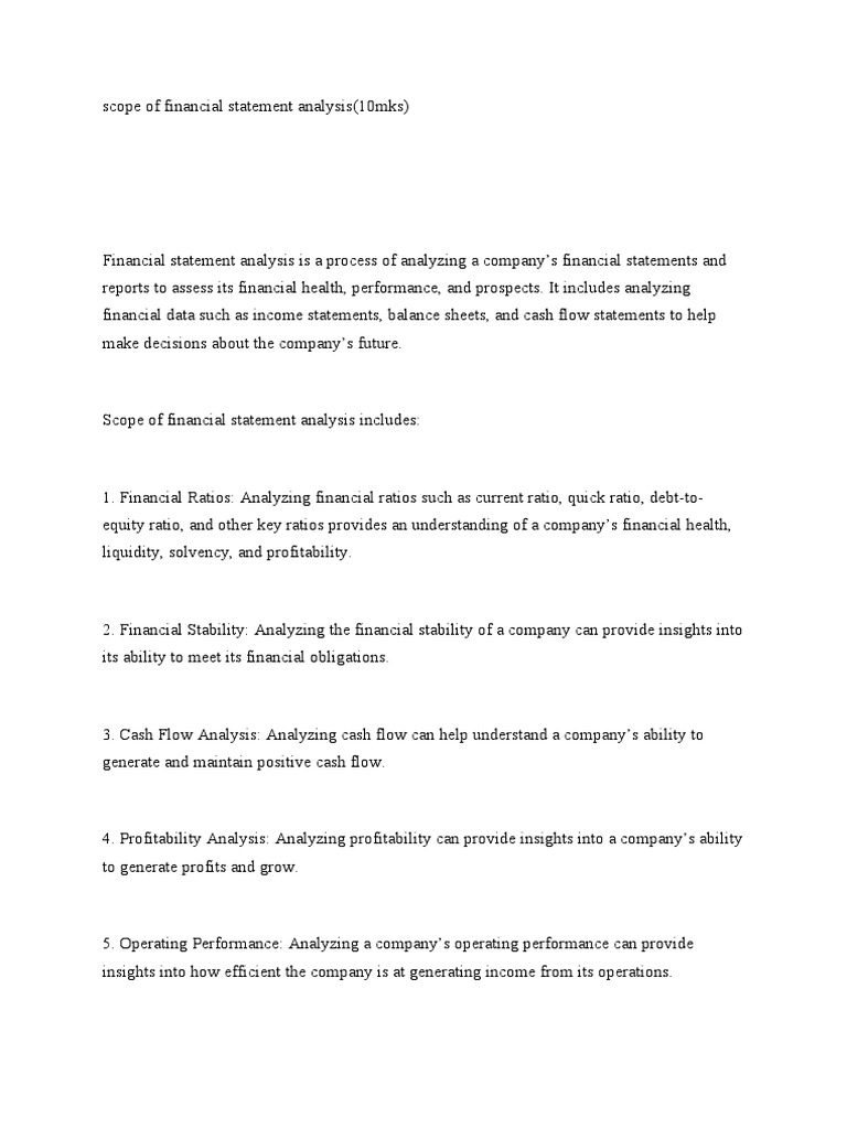 Scope of Financial Statement Analysis | PDF