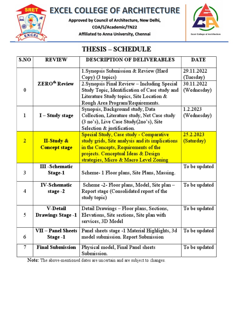 Thesis Schedule & Deliverables | PDF