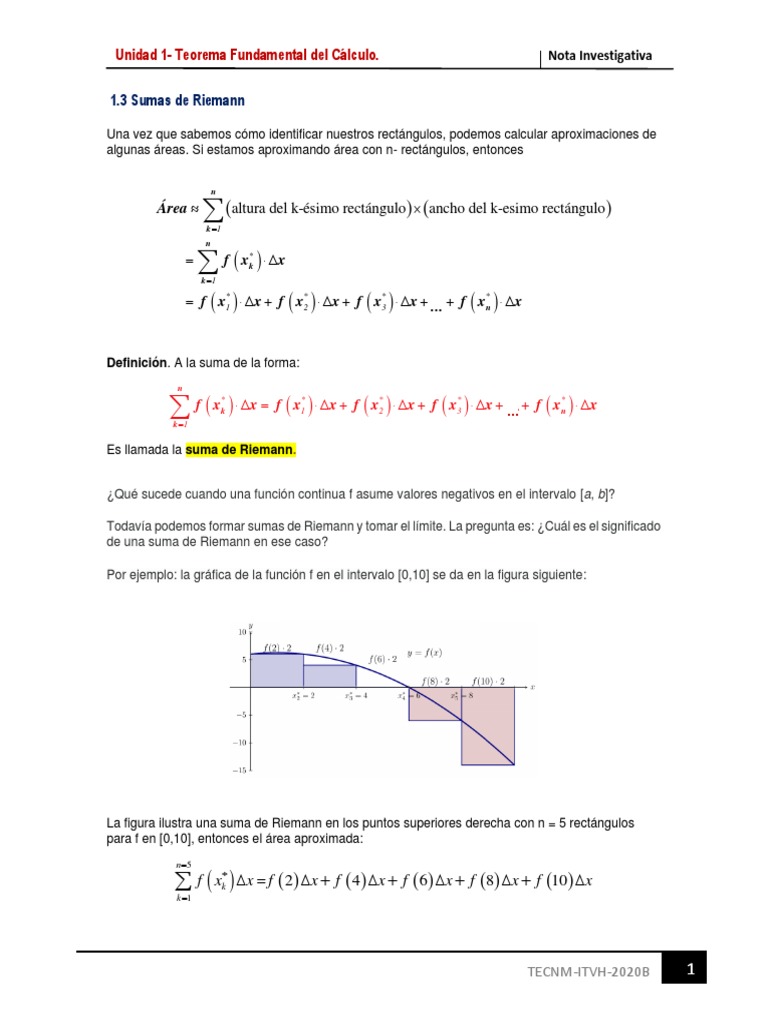 1.3-Suma de Riemann | PDF | Matemáticas | Análisis matemático