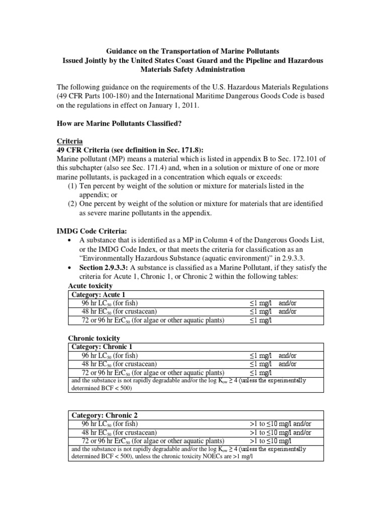 Marine Pollutant Guidance | PDF | Dangerous Goods | Pollution