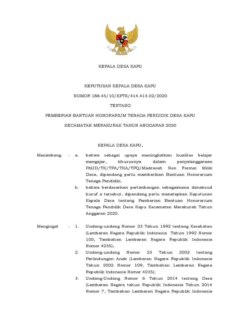 SK Pengangkatan Guru Desa | PDF