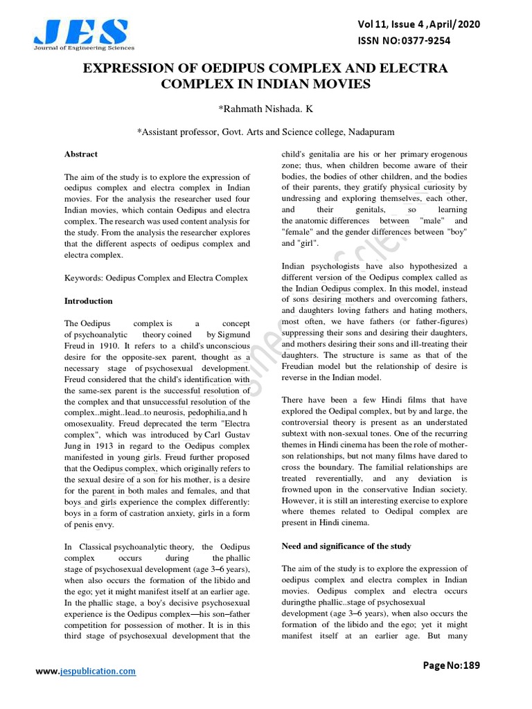 Expression of Oedipus Complex and Electra Complex in Indian Movies ...