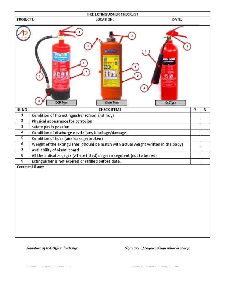 Fire Extinguisher Checklist | PDF