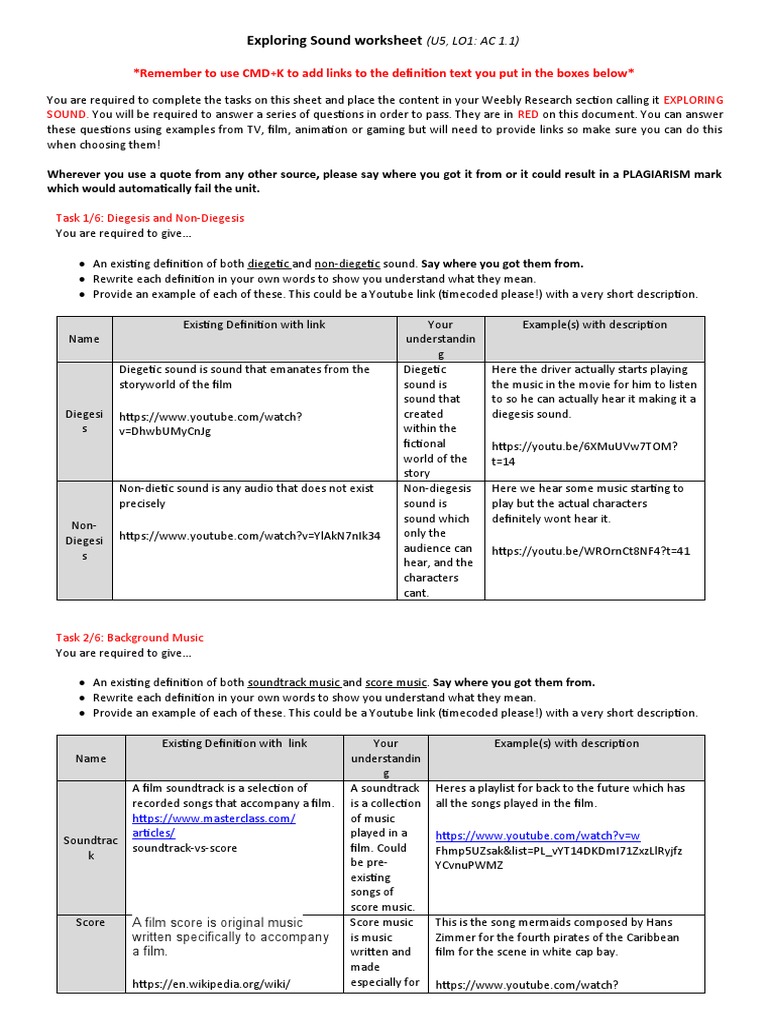 Exploring Sound Worksheet 5 1 1 1 | Download Free PDF | Electronics ...