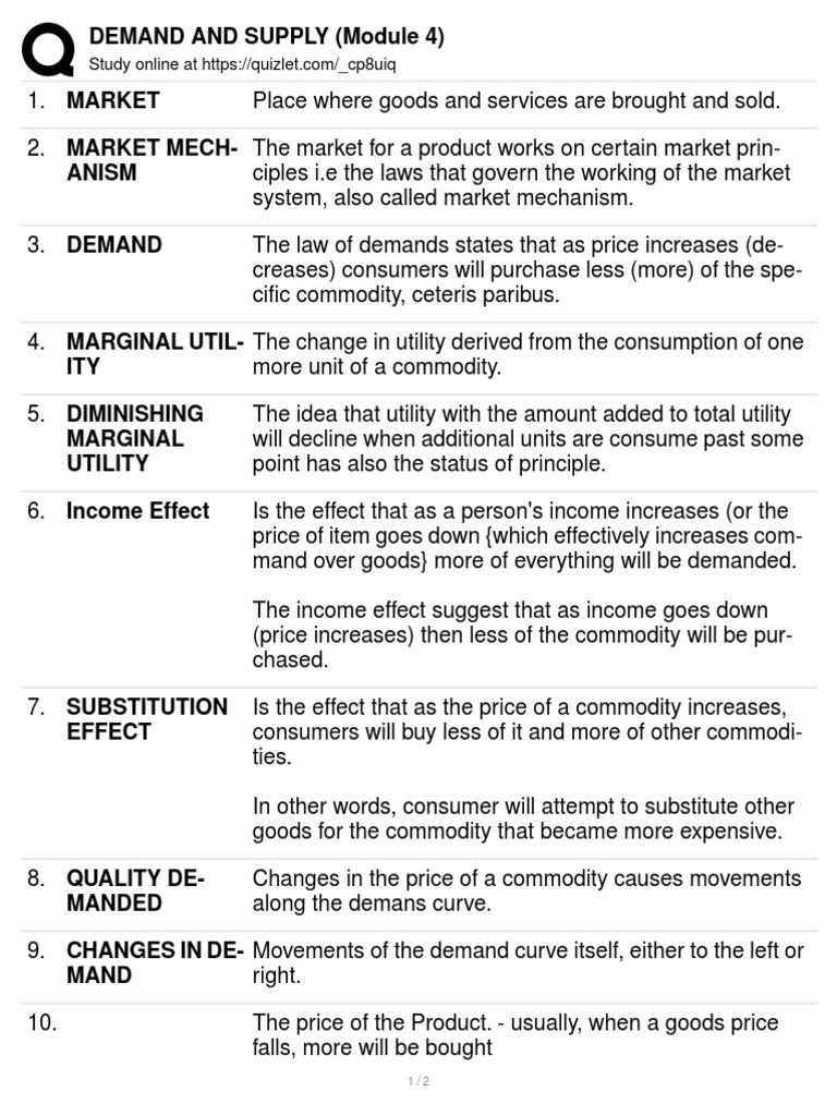Demand and Supply Module 4 | PDF | Demand | Supply And Demand