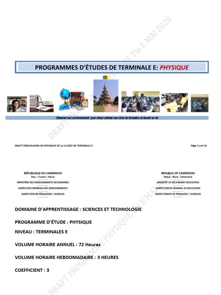 Draft Programme Physique Terminale E | PDF | Obliger | Champ magnétique