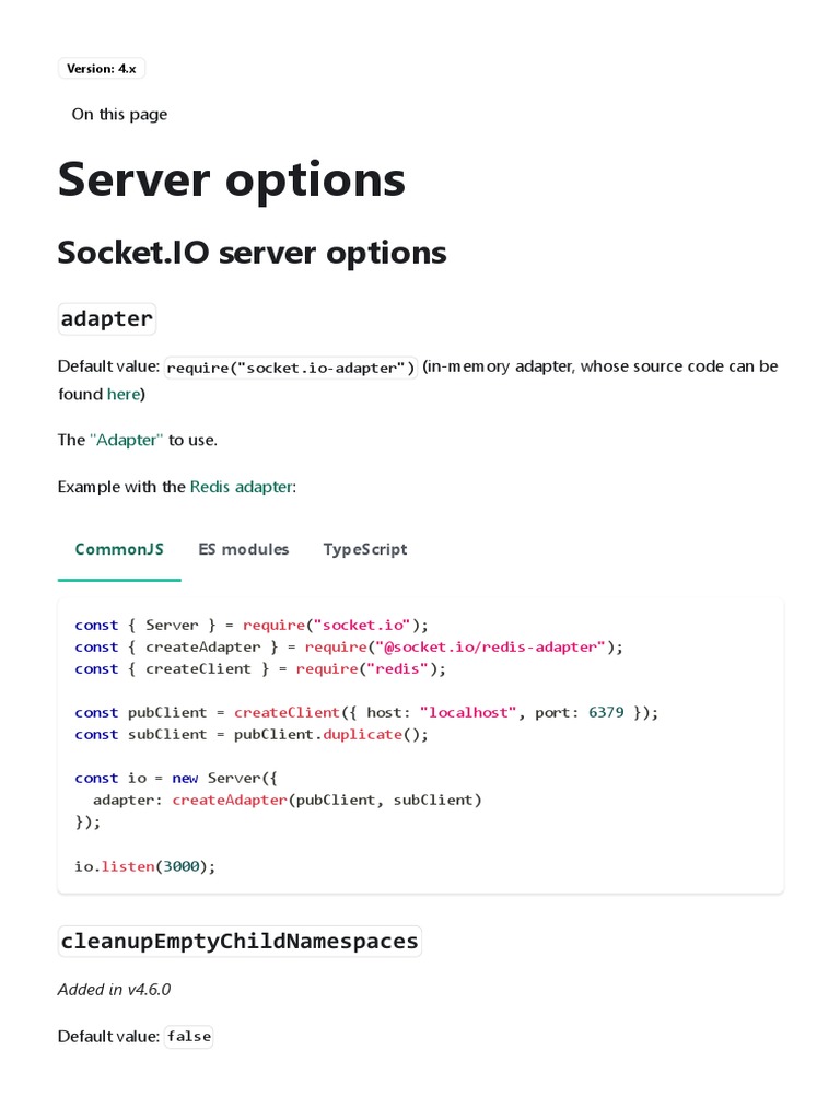 Server Options - Socket - IO | PDF | Http Cookie | Software