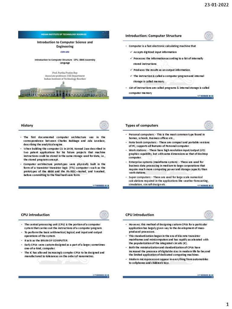 Introduction To Computer Structure CPU, 8805 Assembly Language v12 | Download Free PDF | Central ...