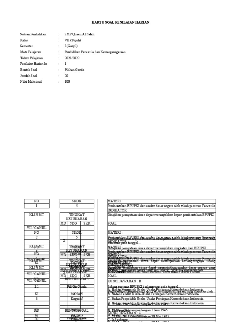 14 Kartu Soal PHB 1, 2 & 3 | PDF