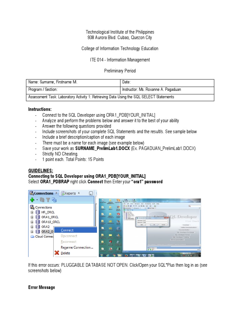 Laboratory Activity No 1 | PDF | Sql | Databases