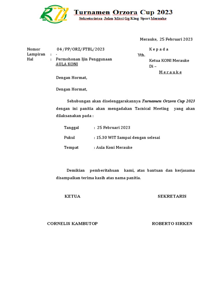 2. MOHON IJIN peminjaman aula koni | PDF