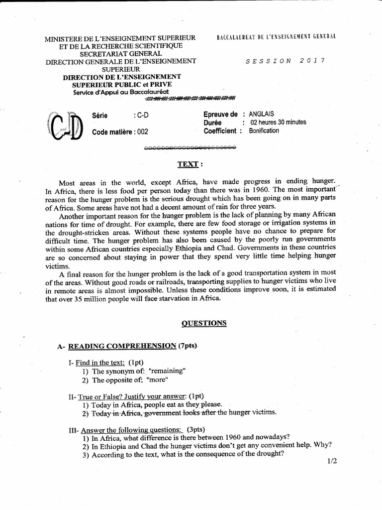 Bac2017 Anglais CD | PDF