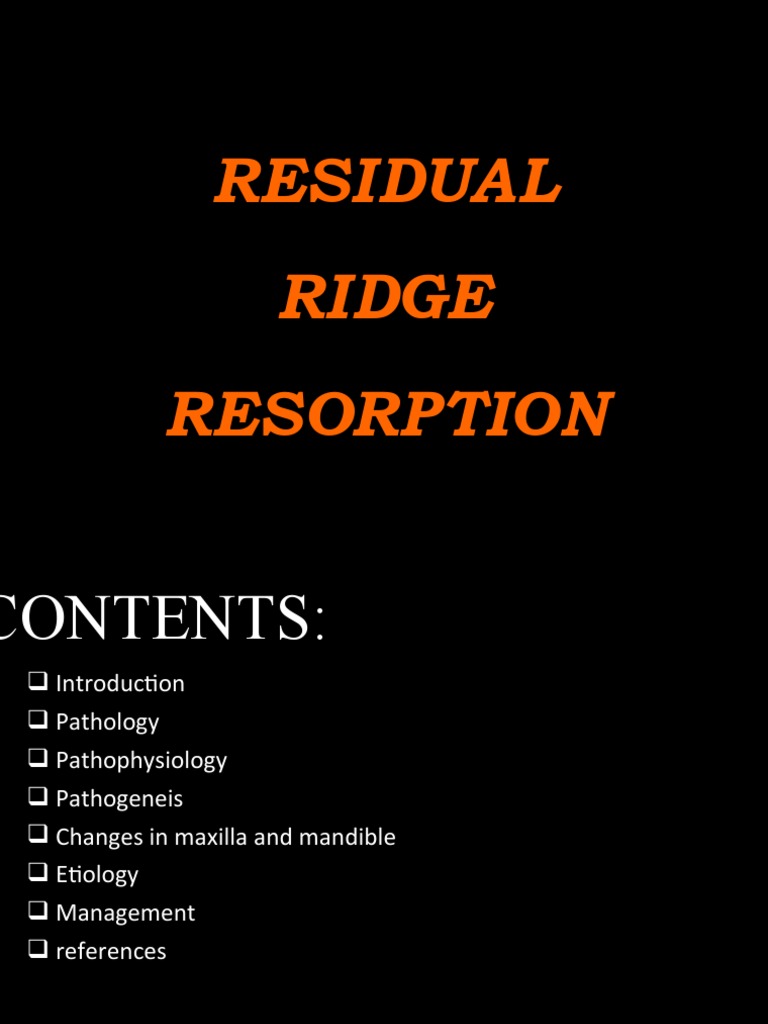 Residual Ridge Resorption | PDF | Bone | Dentures