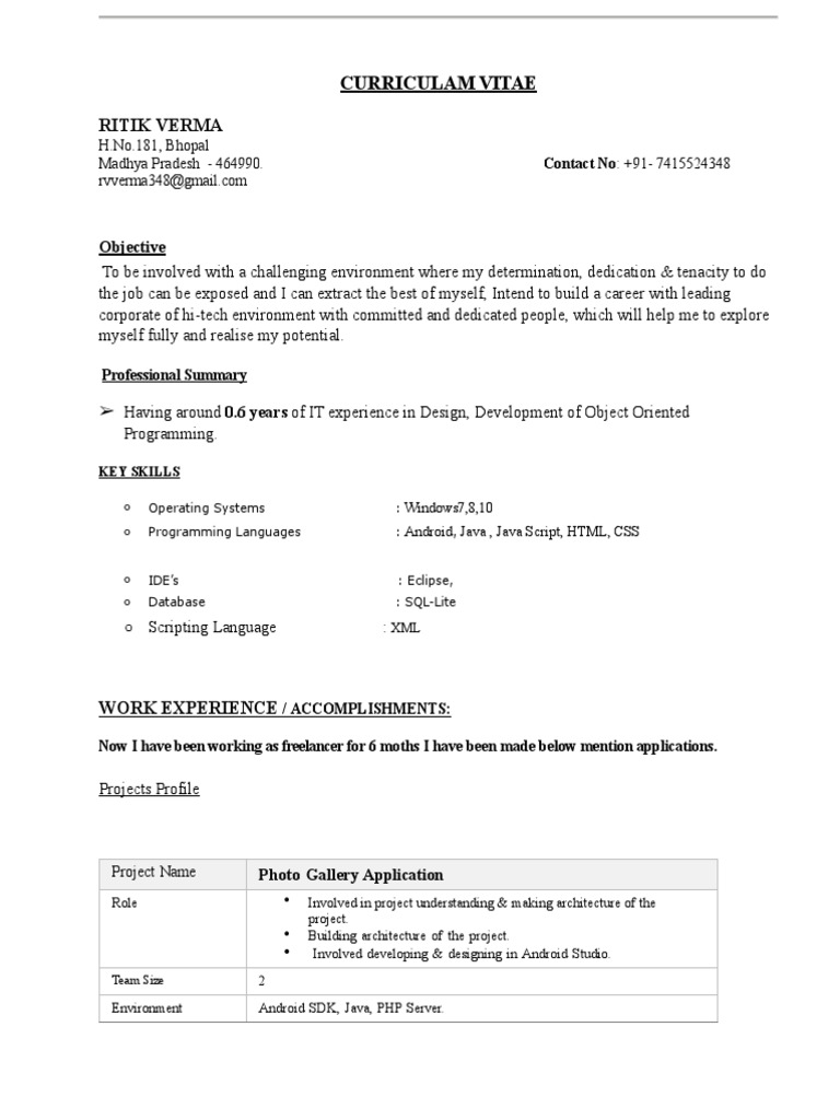 Ritik Verma CV | PDF | Eclipse (Software) | Java (Programming Language)