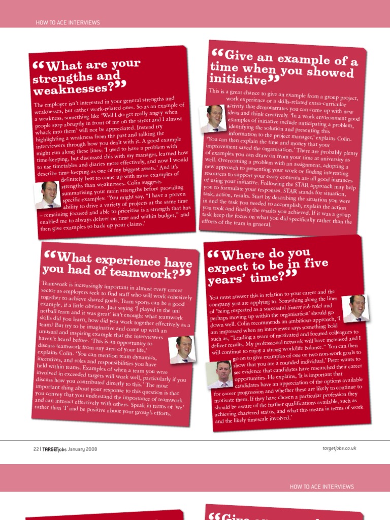 Ace Interviews: Demonstrating Strengths, Weaknesses, Teamwork and ...