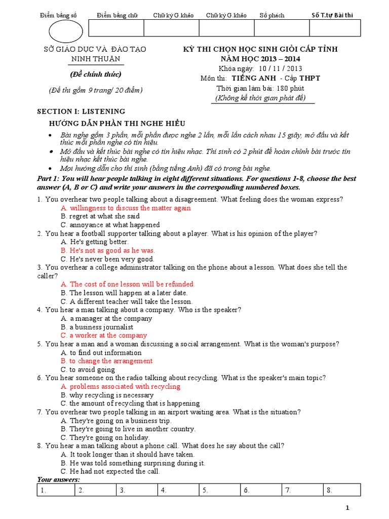 Anh HSG L12 2013 | PDF | Books