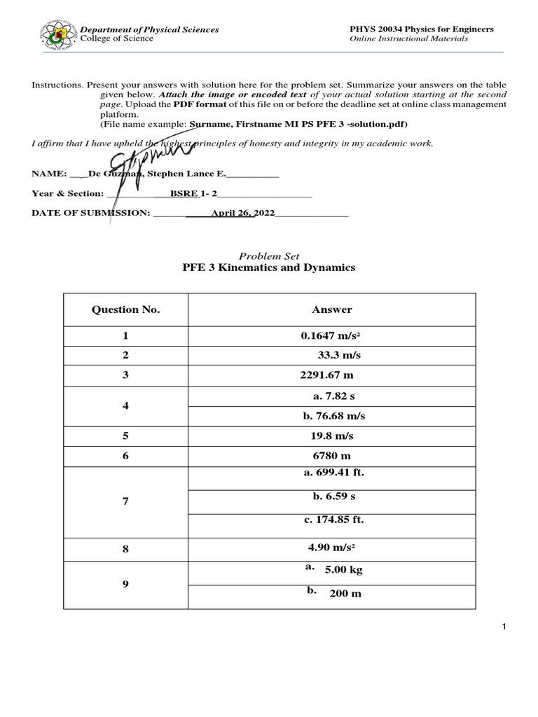 De Guzman, Stephen Lance E. PS PFE 3 - Solution | PDF | Computing