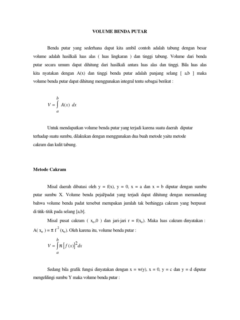 Modul Volume Benda Putar | PDF